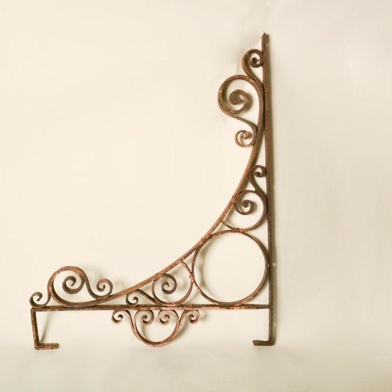Pair of Wrought Iron Scrolling Brackets, circa 1900. For Sale at 1stDibs