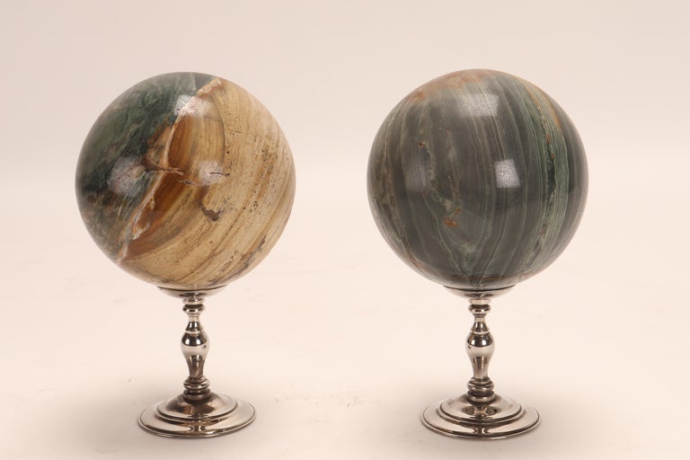 Pair of Zebra Agate Stone Spheres, Italy, 1870 For Sale at 1stDibs