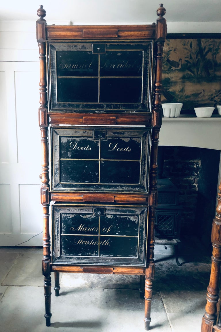 Pair Victorian Oak Deed Box Stands with Deed Boxes For Sale at 1stDibs