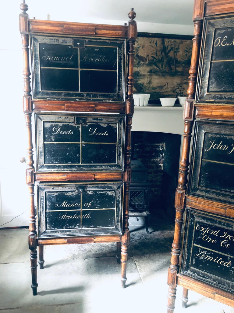 Pair Victorian Oak Deed Box Stands with Deed Boxes For Sale at 1stDibs