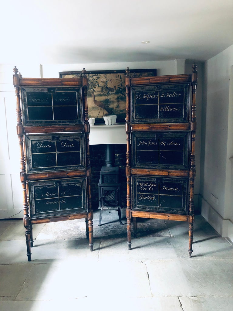 Pair Victorian Oak Deed Box Stands with Deed Boxes For Sale at 1stDibs