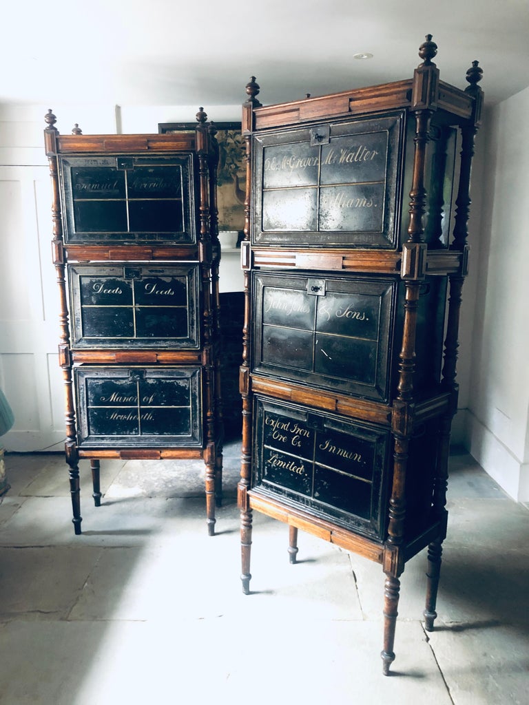 Pair Victorian Oak Deed Box Stands with Deed Boxes For Sale at 1stDibs