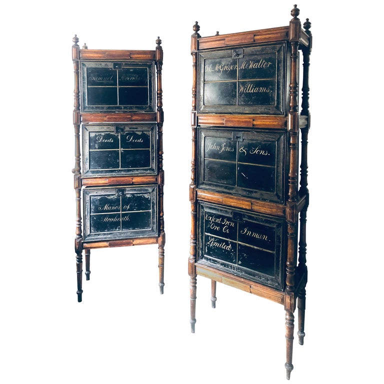 Pair Victorian Oak Deed Box Stands with Deed Boxes For Sale at 1stDibs