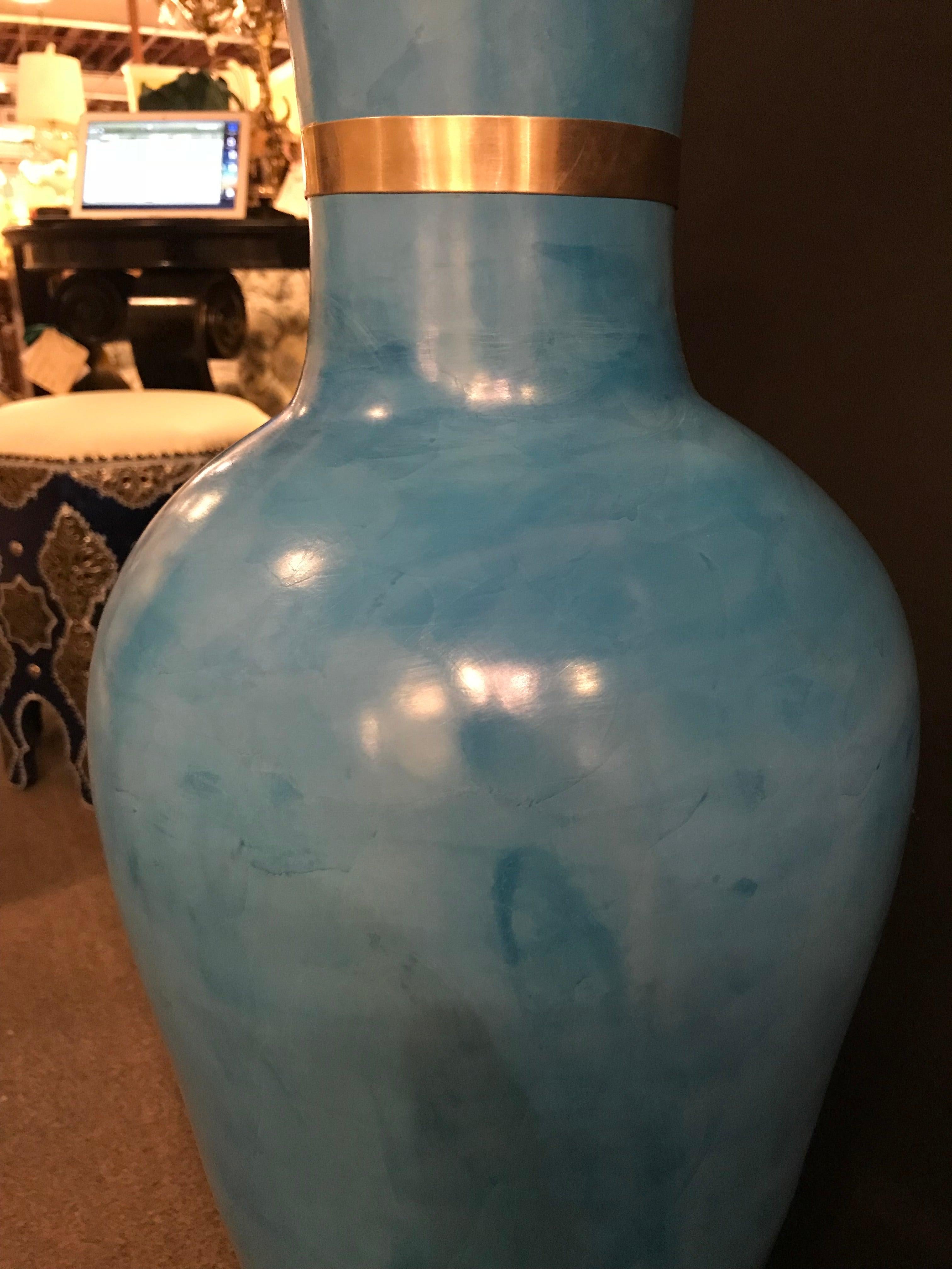 Palatial Modern Moroccan Handmade Large Light Blue Pottery Vase, Center ...