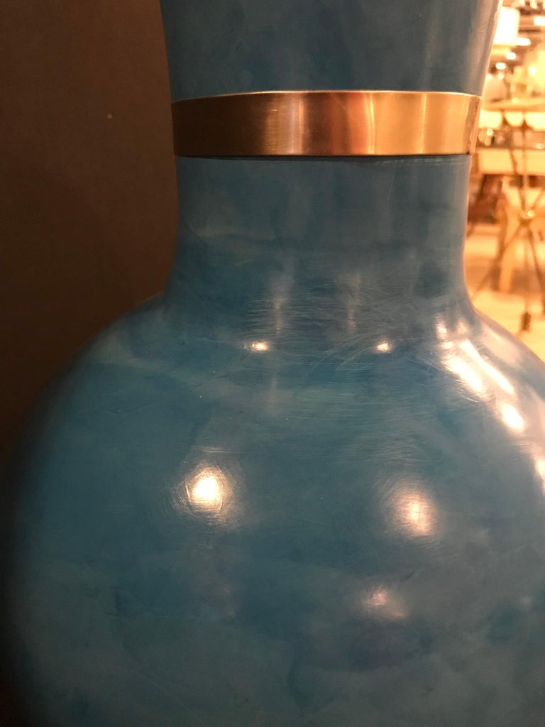Palatial Modern Moroccan Handmade Large Light Blue Pottery Vase, Center ...