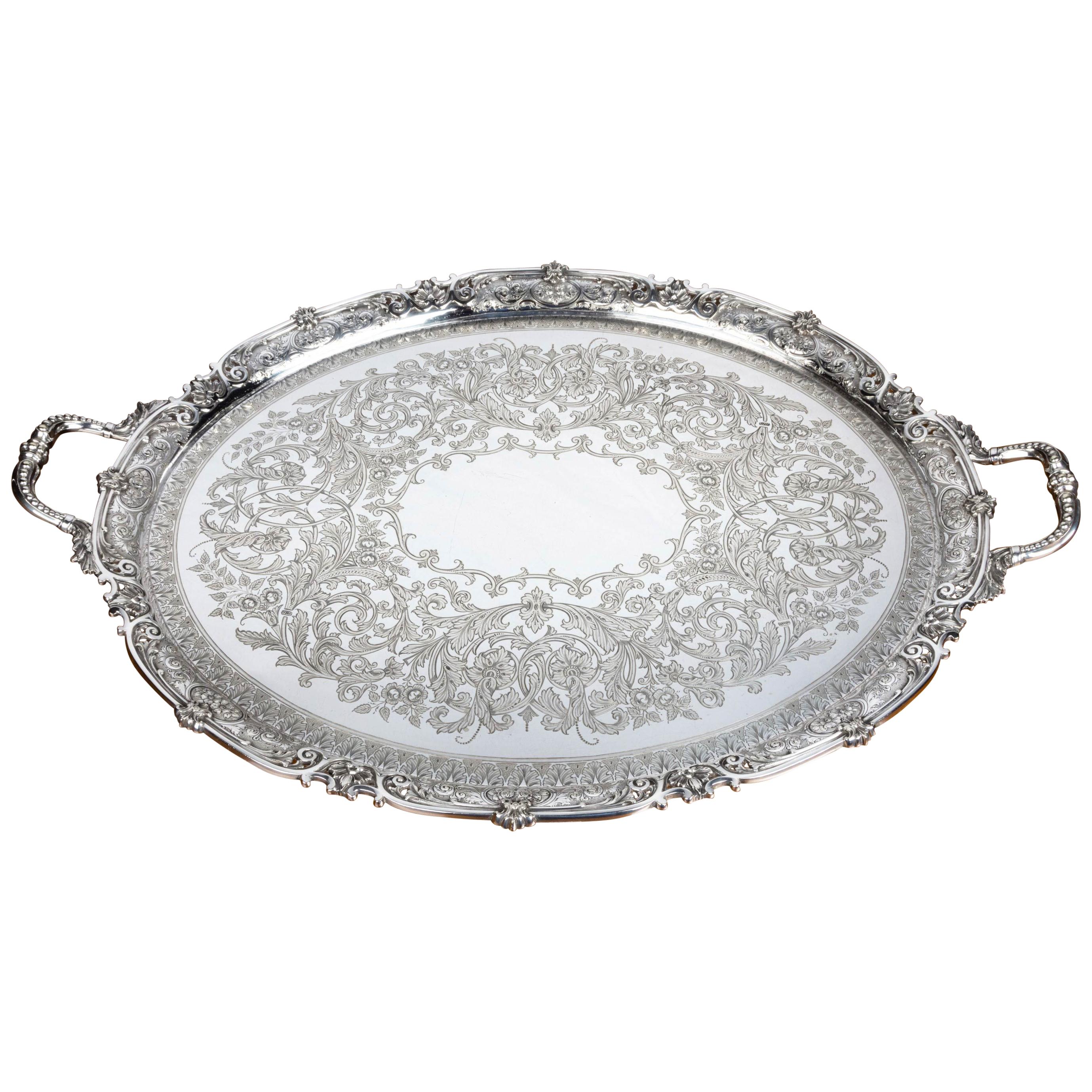 A Particularly Fine Quality Late Nineteenth Century, Large Oval Tray at ...