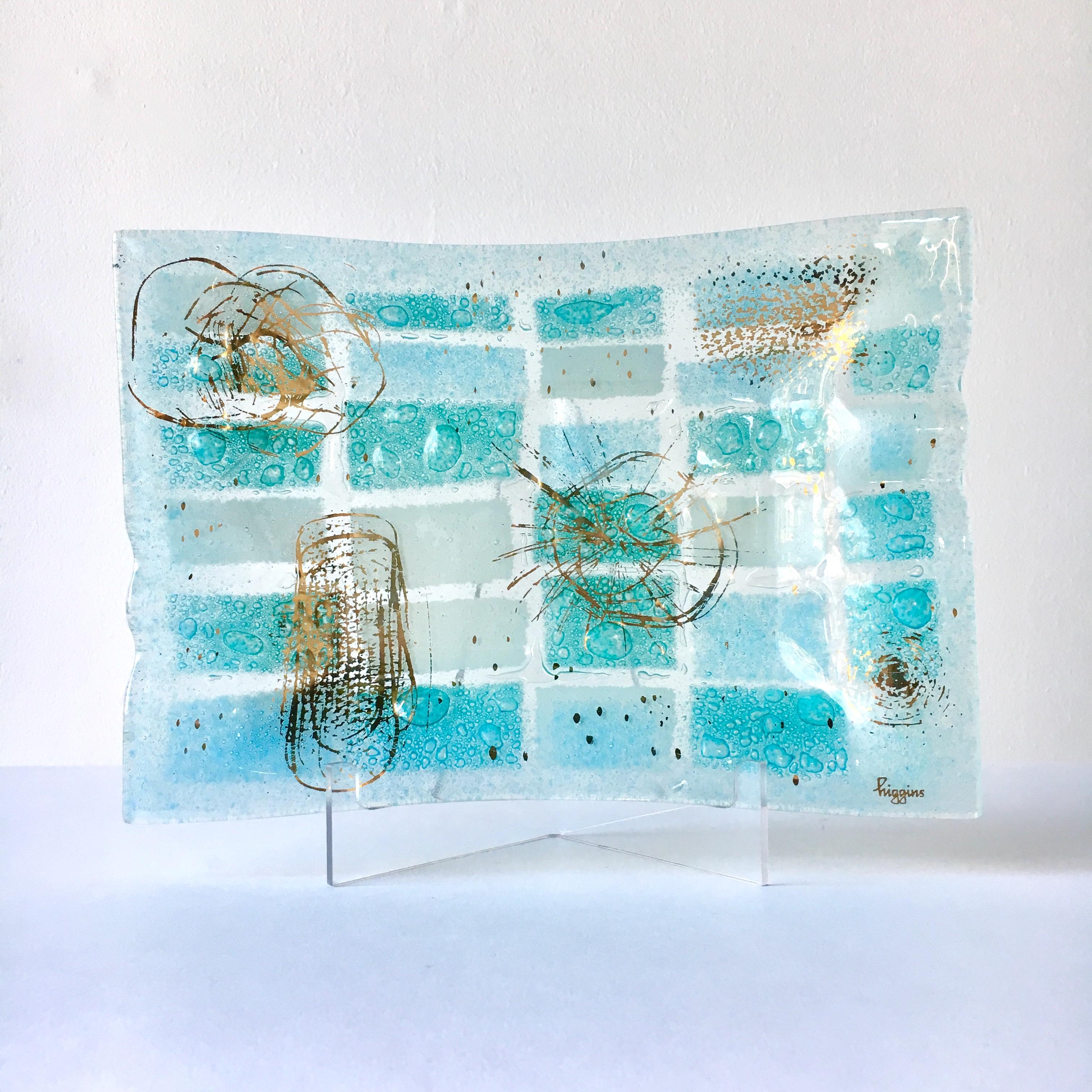 A Patchwork Rectangular Fused Glass Ashtray by Michael and Frances ...