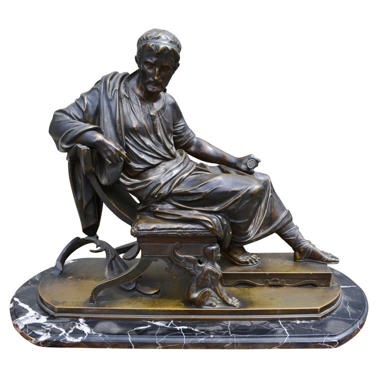 Patinated Bronze Grand Tour Statue of a Seated Roman Senator or ...