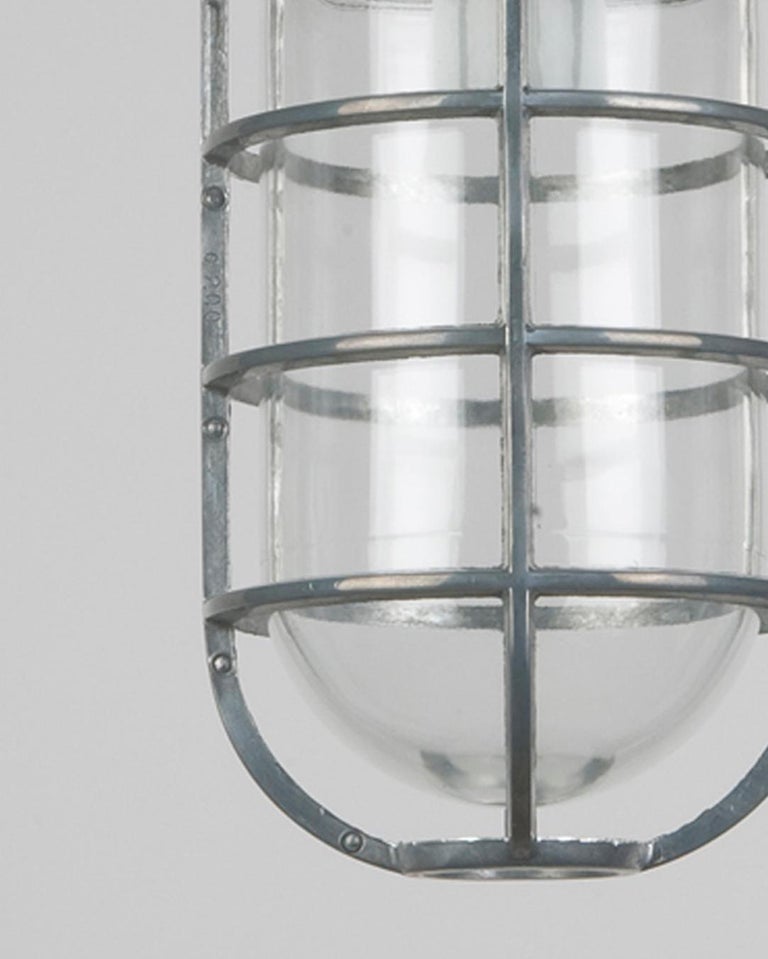 Aluminum Industrial Cage Pendant with Clear Glass Lens and Nickel ...