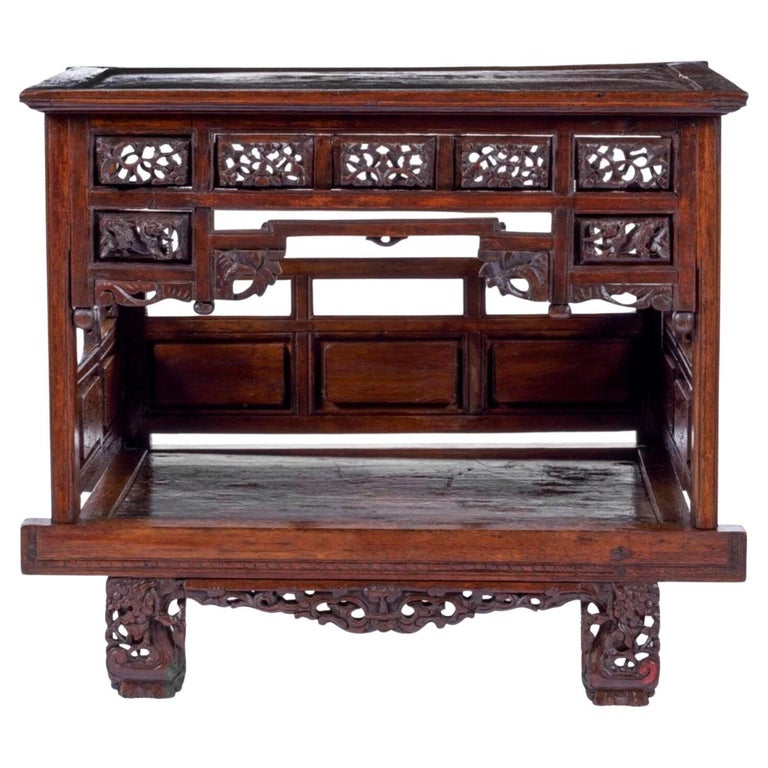 Peranakan Djati Wood Miniature Bed for an Anak Ambar, a Miscarried ...
