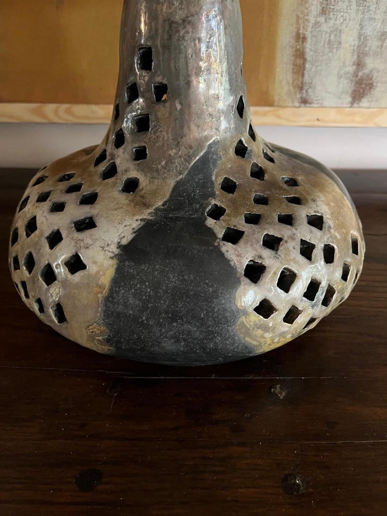 Pierced Glazed Ceramic Lamp with Internal Light, French, C.1970s For ...