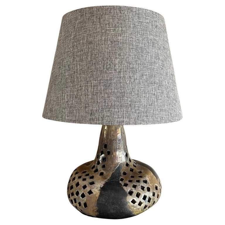 Pierced Glazed Ceramic Lamp with Internal Light, French, C.1970s For ...