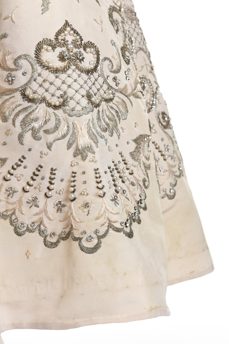 A Pierre Balmain Couture Ballgown numbered 87681 in Cream Silk Circa ...