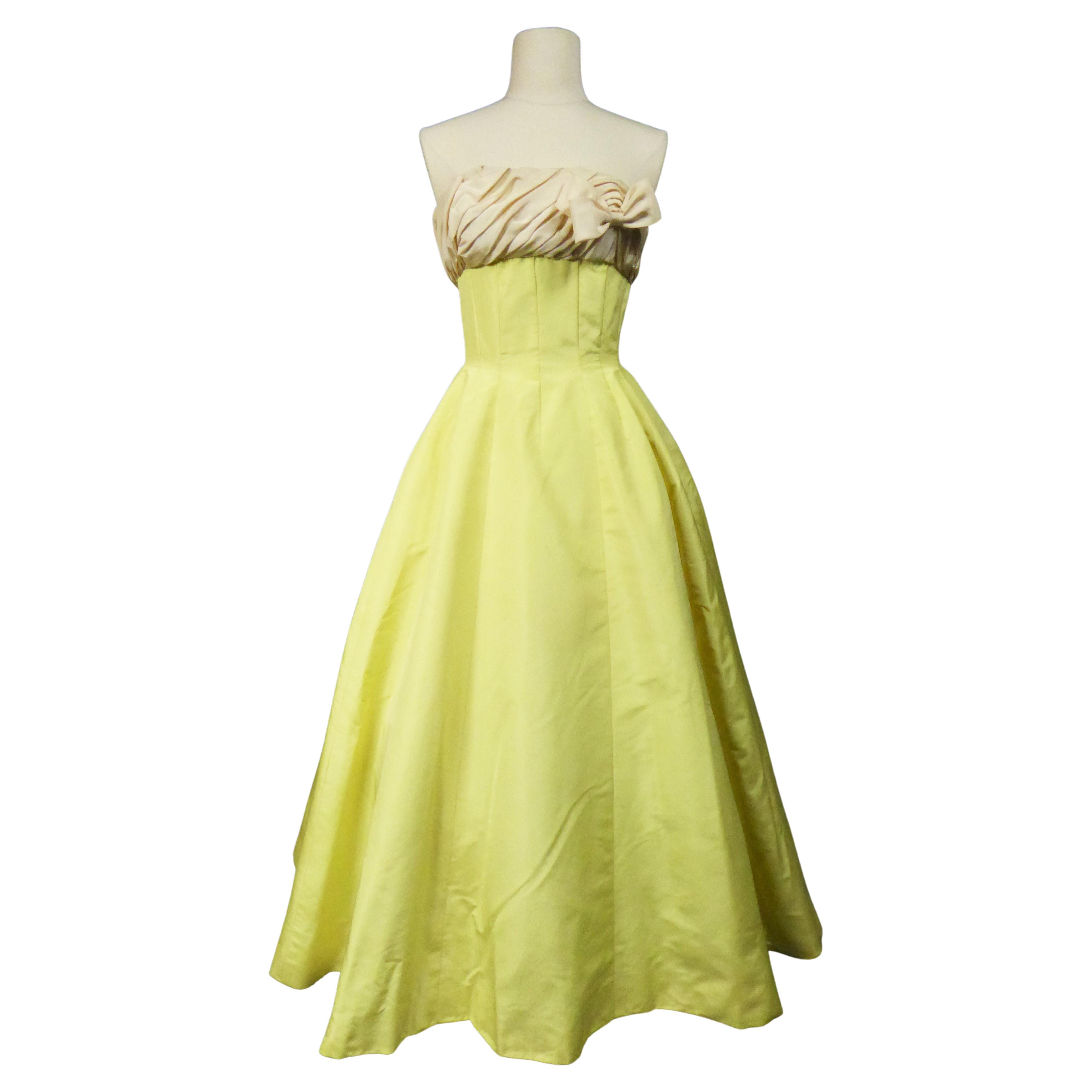 Pierre Balmain Couture Evening Dress In Lace And Gazar Circa 1970 at ...