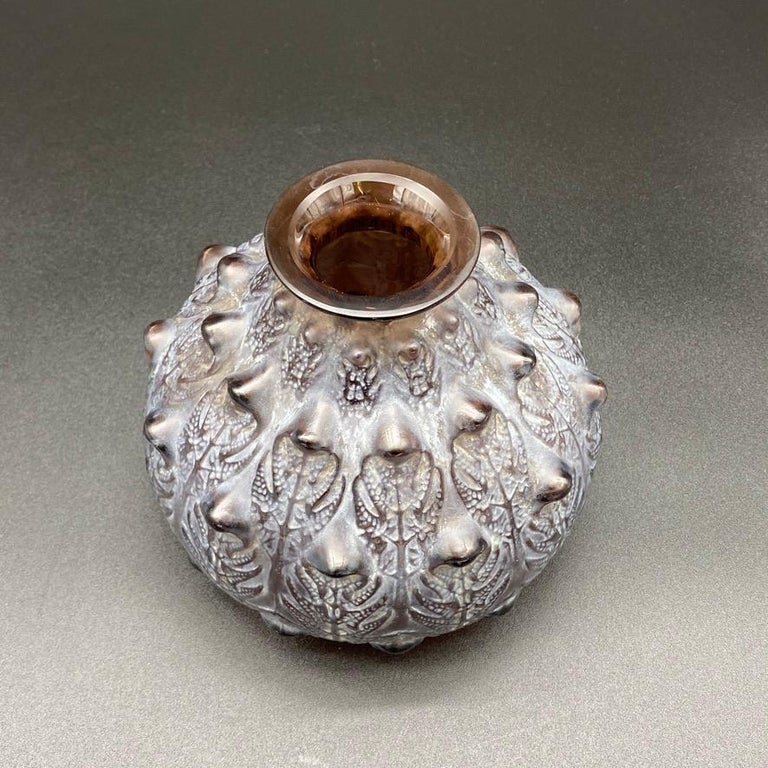 Pink Glass Fougères Vase by R.Lalique at 1stDibs