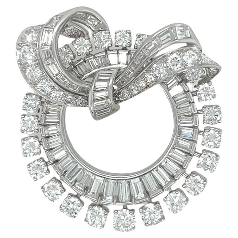 Diamond Platinum Brooch For Sale at 1stDibs