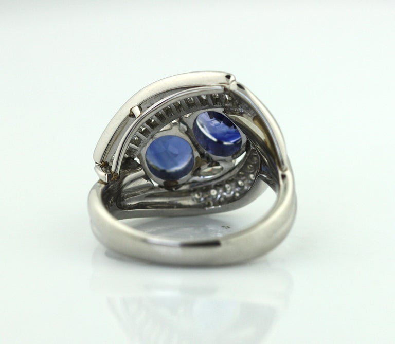 A Platinum Double Sapphire Ring For Sale at 1stDibs