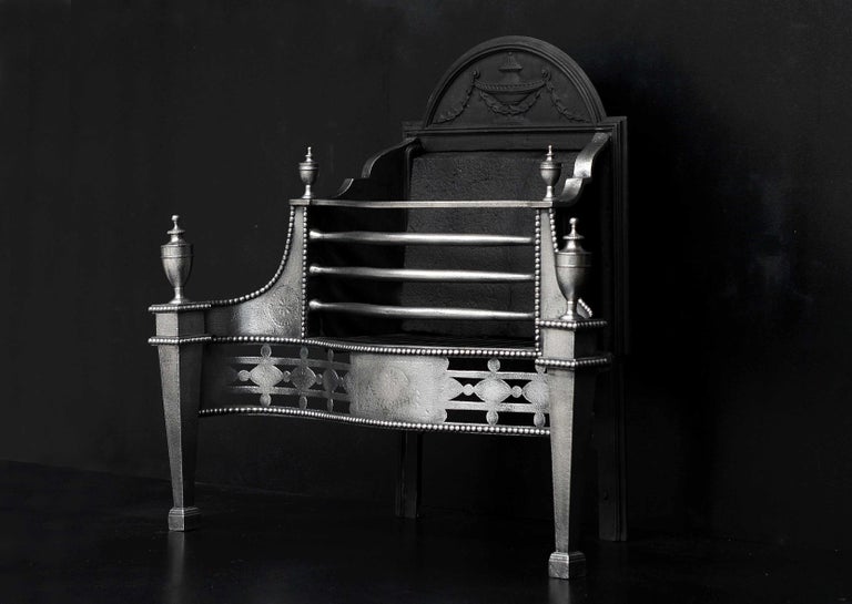 Polished Steel Firebasket in the Adam Style For Sale at 1stDibs