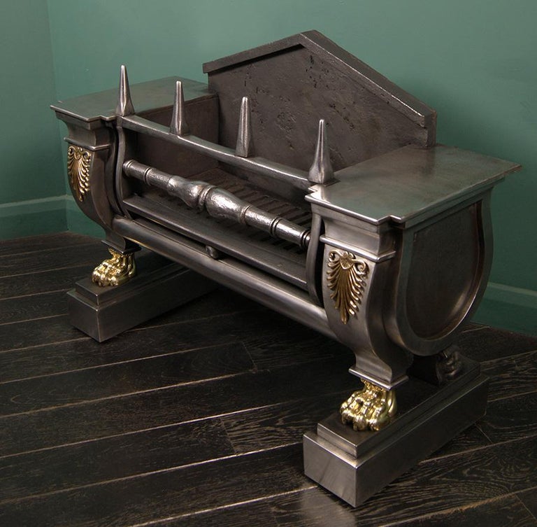 Polished Steel Regency Sarcophagus Grate For Sale at 1stDibs