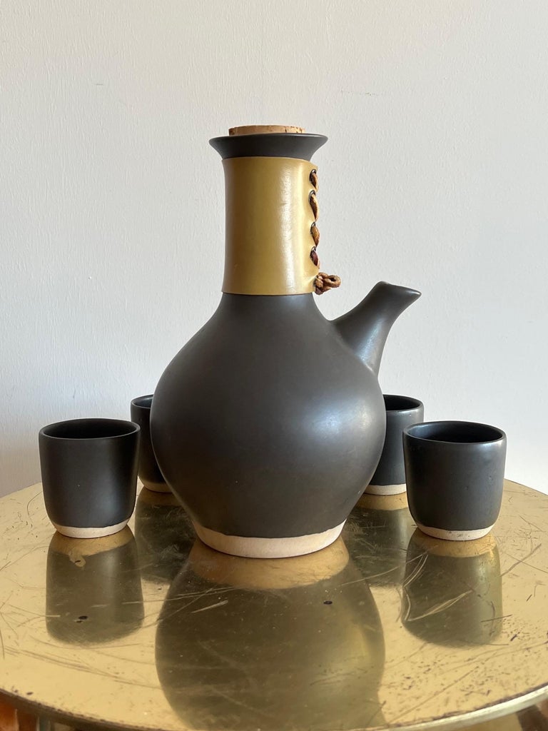 Pottery Coffee Set with Matching Cups by Martz For Sale at 1stDibs