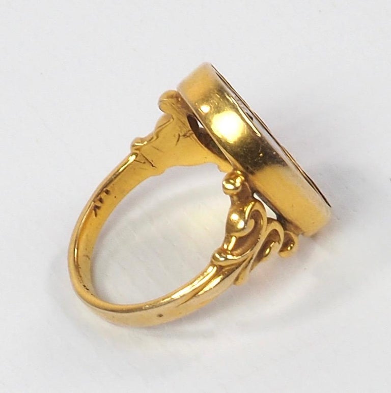 Pre-Raphaelite Enamel and Diamond Ring Depicting a Viking Maiden at 1stDibs