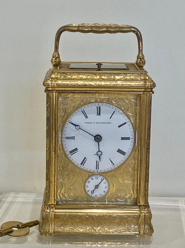 Profusely Engraved to All Sides Gilt Bronze Carriage Clock, circa 1860 ...