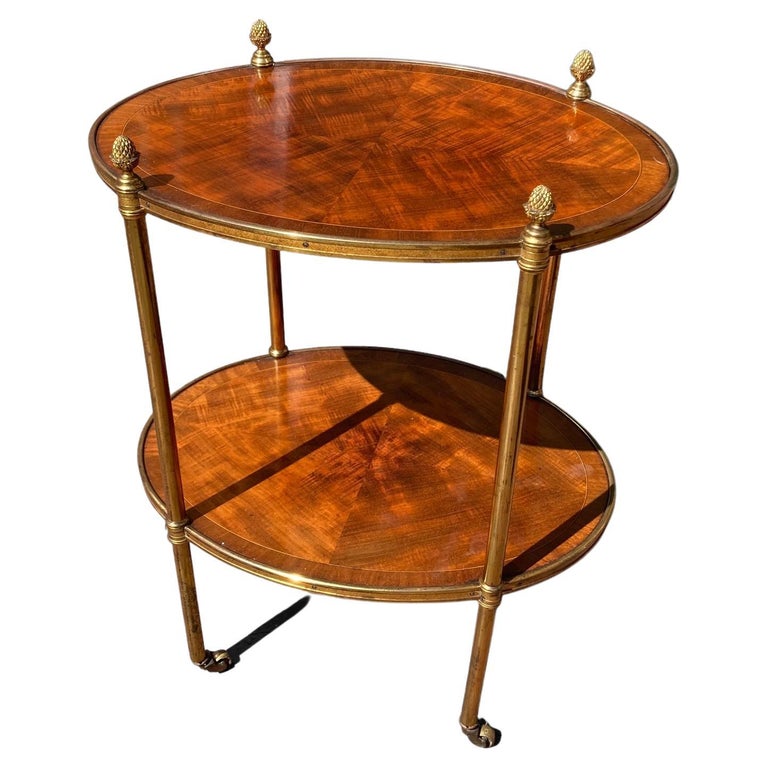 A quarter veneered book matched mahogany two tier oval table For Sale ...