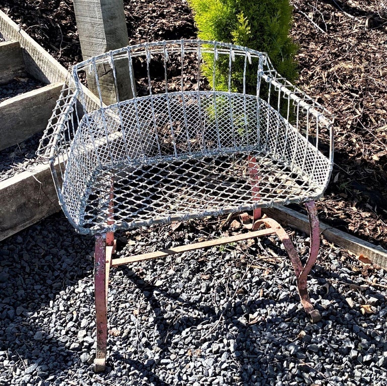 Rare 1920s Wirework Garden Seat with Scroll Wrought Iron Feet Aged ...