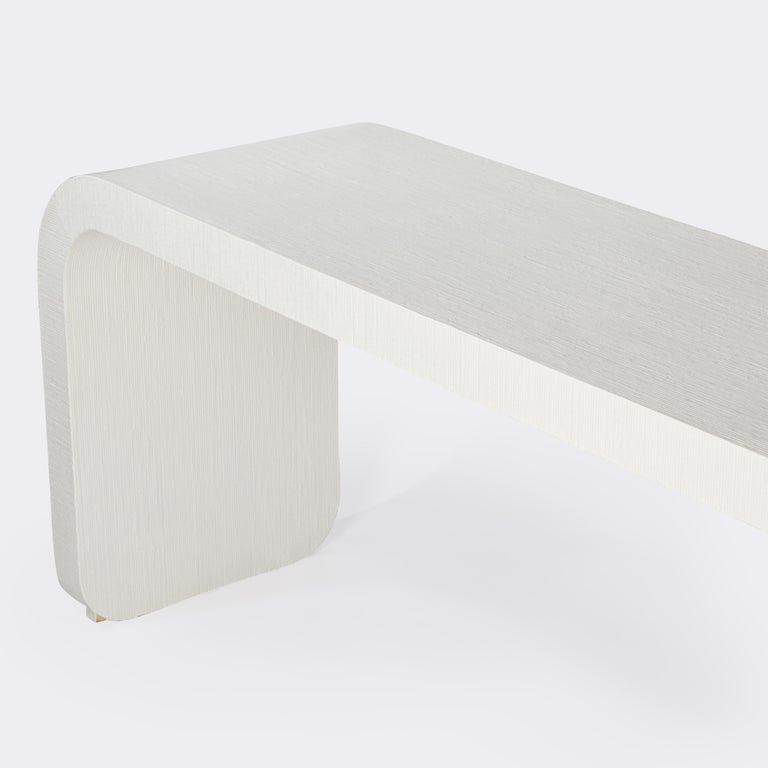 Rare Contemporary White Linen-Wrapped Sofa Table at 1stDibs