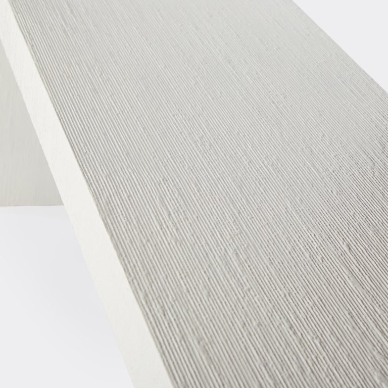 Rare Contemporary White Linen-Wrapped Sofa Table at 1stDibs