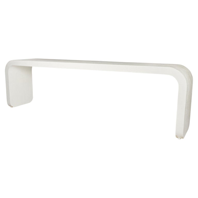 Rare Contemporary White Linen-Wrapped Sofa Table at 1stDibs