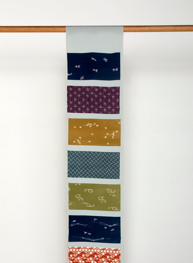 Rare and Beautiful Japanese Chirimen Silk Fabric Sampler For Sale at ...