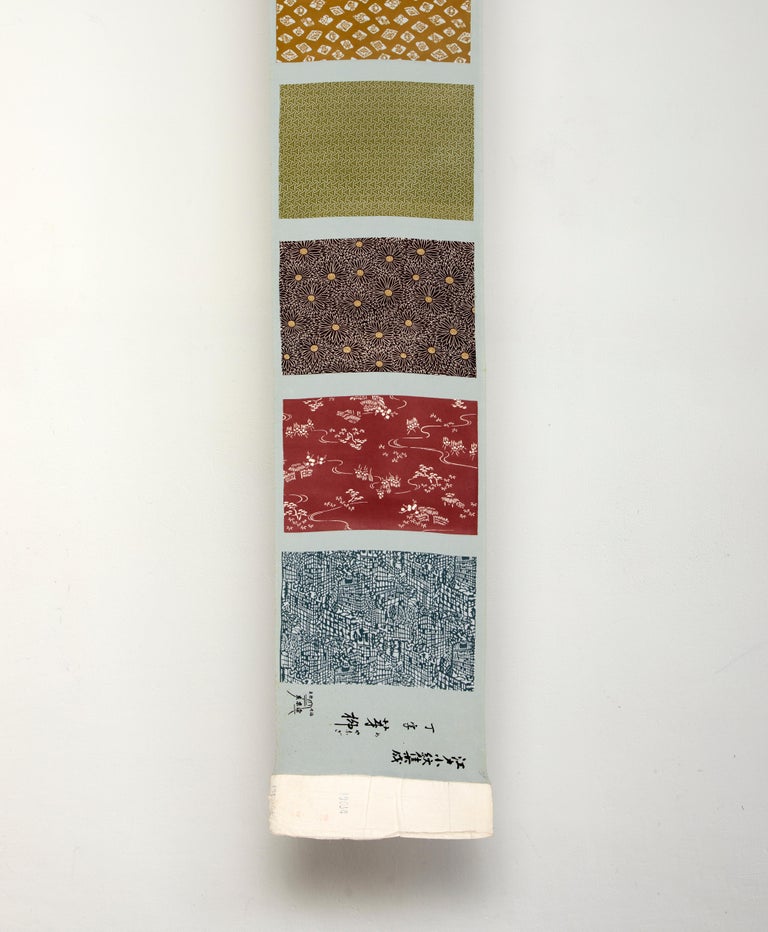 Rare and Beautiful Japanese Chirimen Silk Fabric Sampler For Sale at ...
