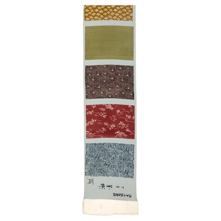 Rare and Beautiful Japanese Chirimen Silk Fabric Sampler For Sale at ...