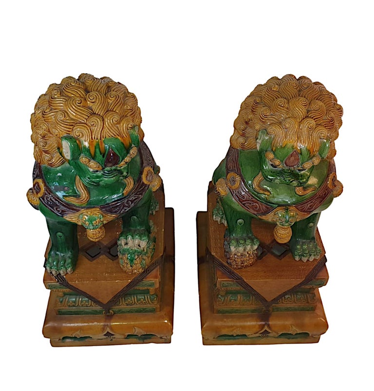 Rare and Important Pair of Early 20th Century Chinese Export Foo Dogs ...