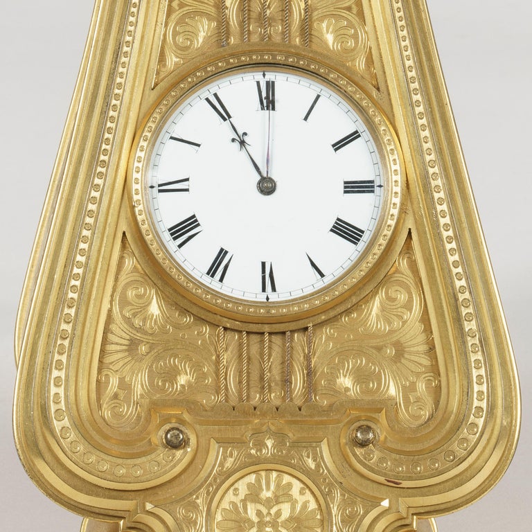 Rare and Unusual Bronze Lyre-Shaped Strut Clock Designed by Thomas Cole ...