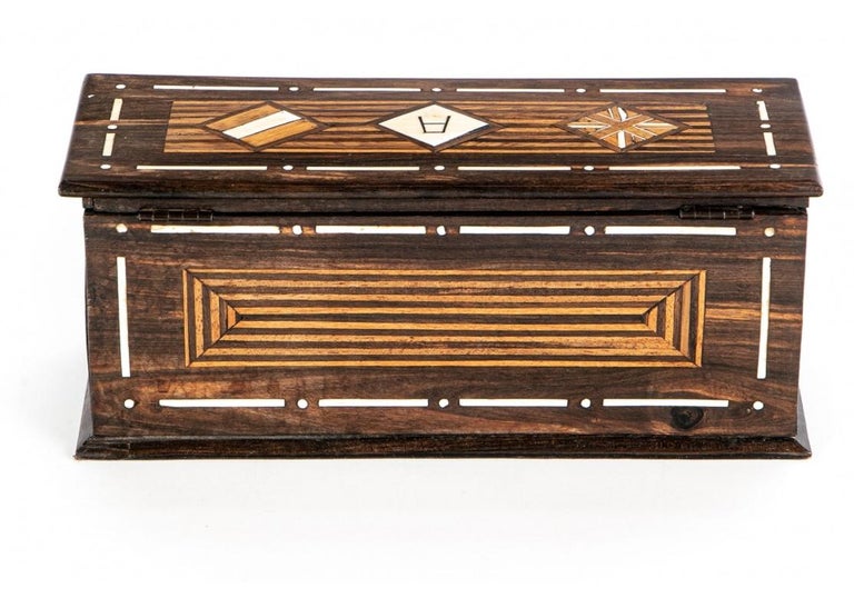 A Rare And Very Fine Exotic Wood Box With Bone Inlay at 1stDibs