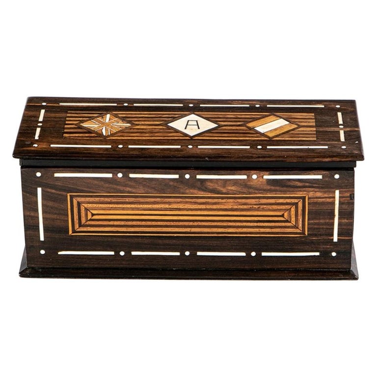A Rare And Very Fine Exotic Wood Box With Bone Inlay at 1stDibs