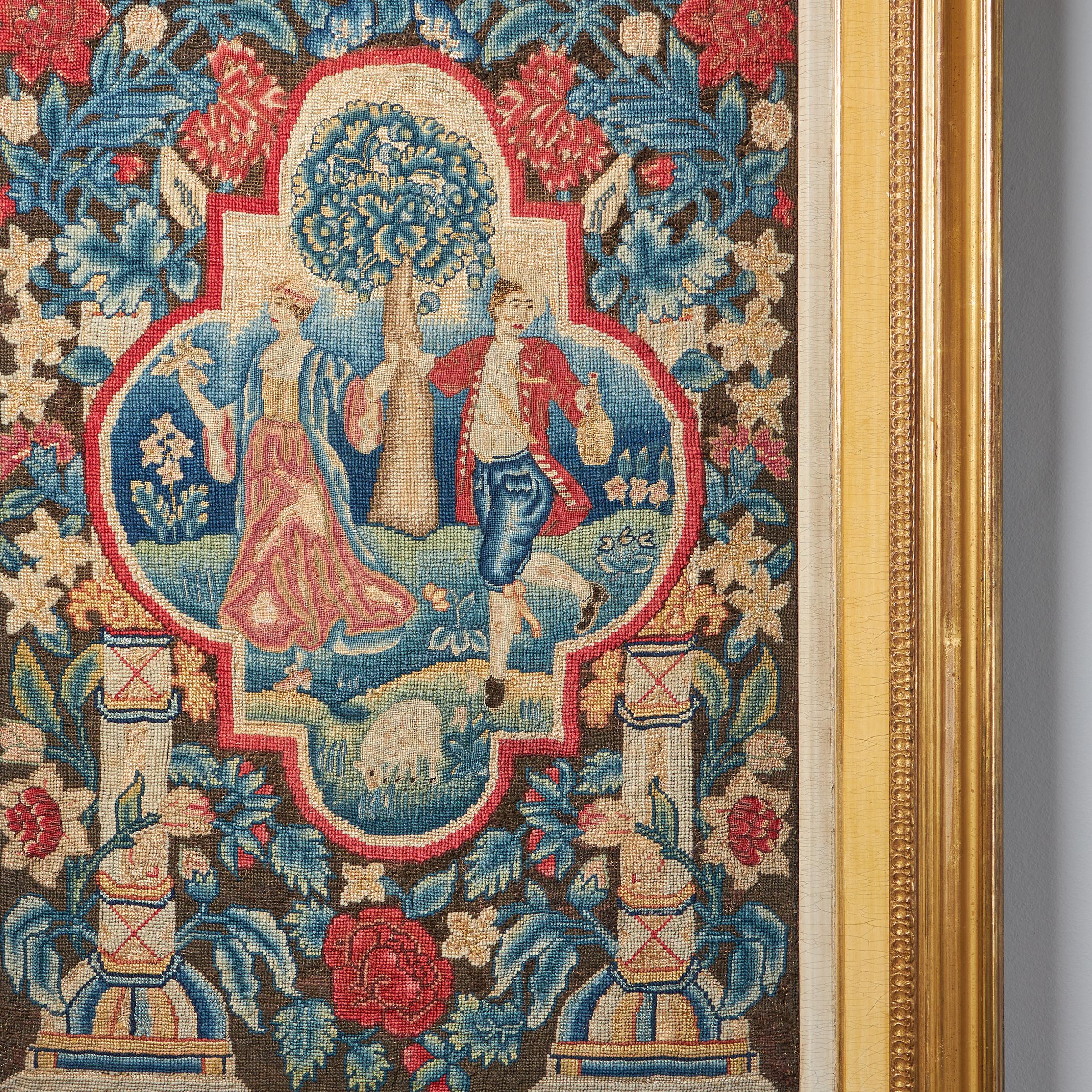 Rare and Vibrant Framed 18th Century George II Needlework Picture ...