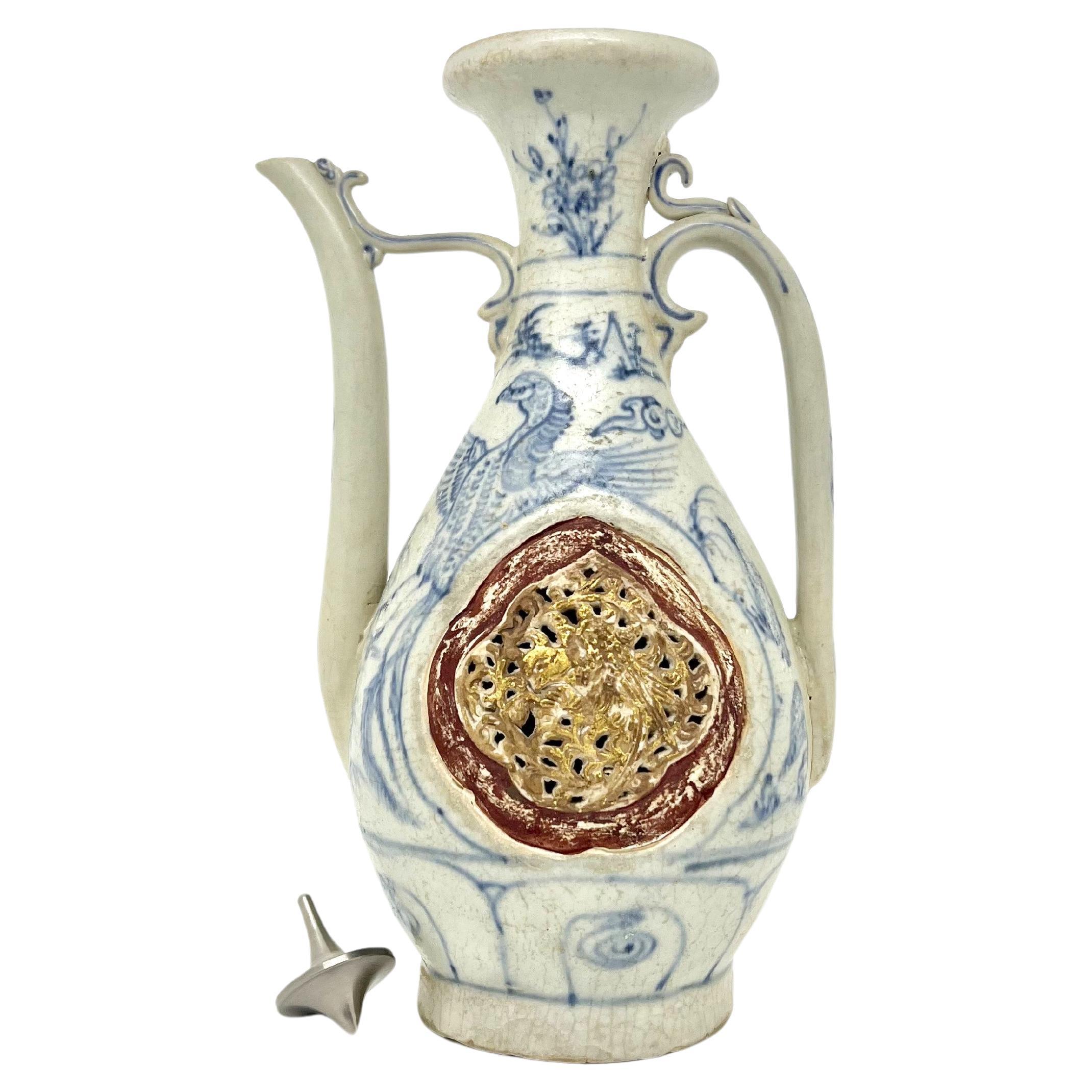 A Rare Annamese Gold-Plated Blue and white Ewer, Circa 15th Century For ...