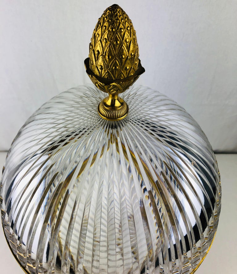 Monumental Caviar Bowl Crystal and Ormolu or Bronze Dore Dolphin ...