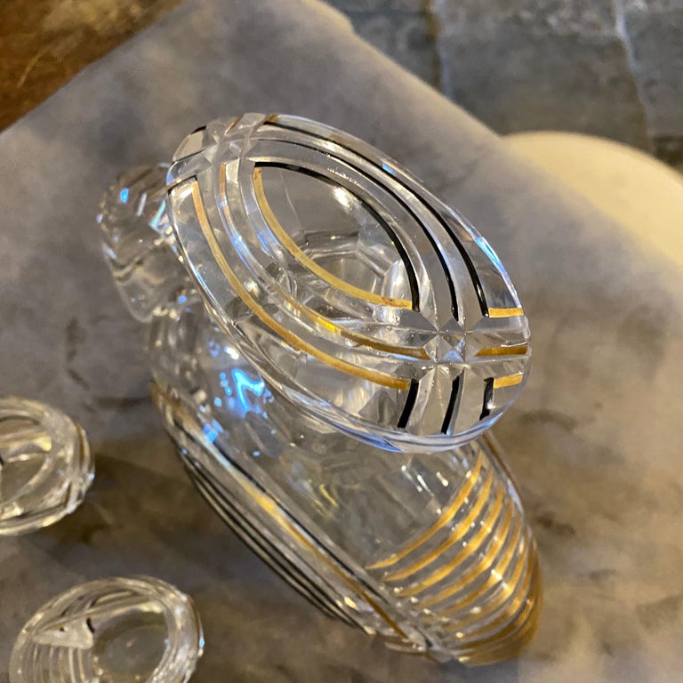 1930s Rare Art Deco Engraved Crystal Italian Liquor Set at 1stDibs