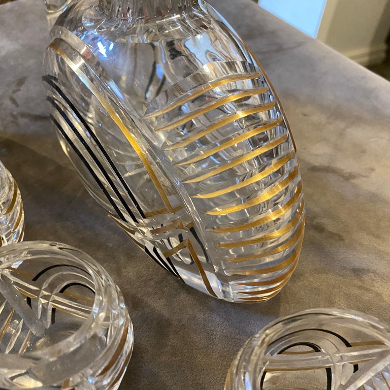 1930s Rare Art Deco Engraved Crystal Italian Liquor Set at 1stDibs