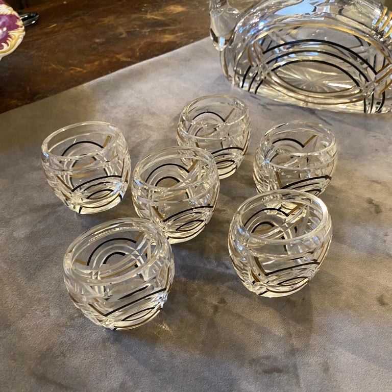 1930s Rare Art Deco Engraved Crystal Italian Liquor Set at 1stDibs