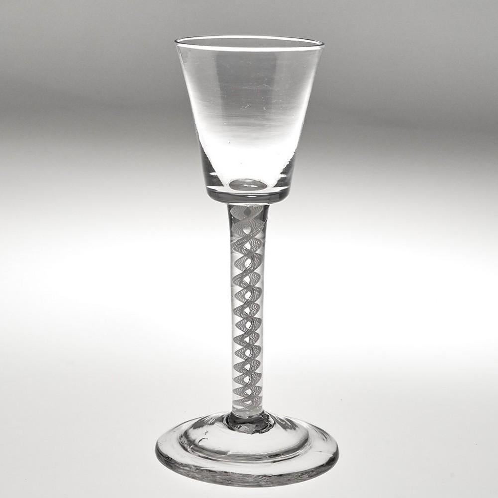 A Rare Bucket Bowl Opaque Twist Wine Glass, c1760 For Sale at 1stDibs