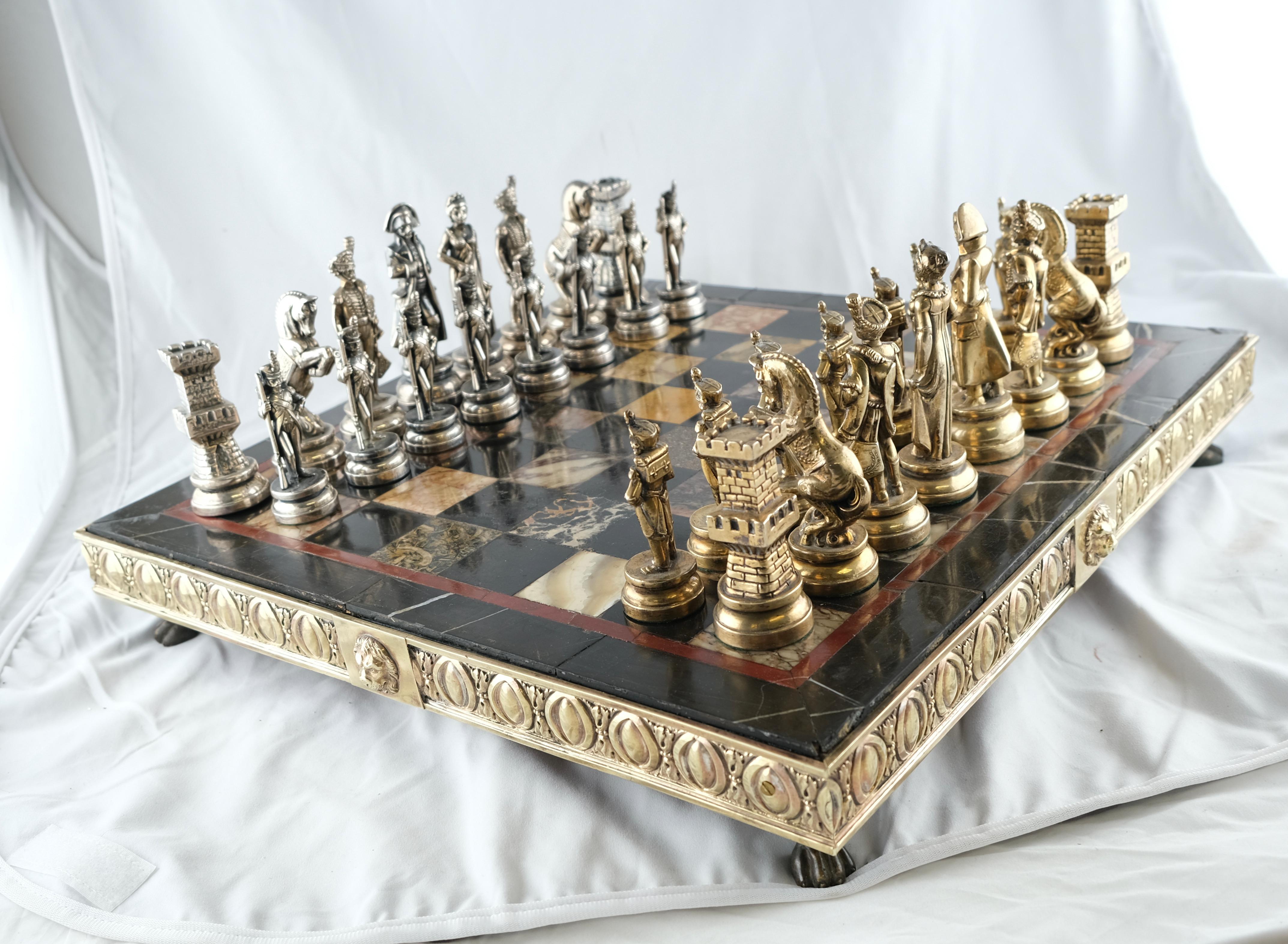 Rare Chessboard Made of Different Marbles and Porphyry, Mid-18th ...