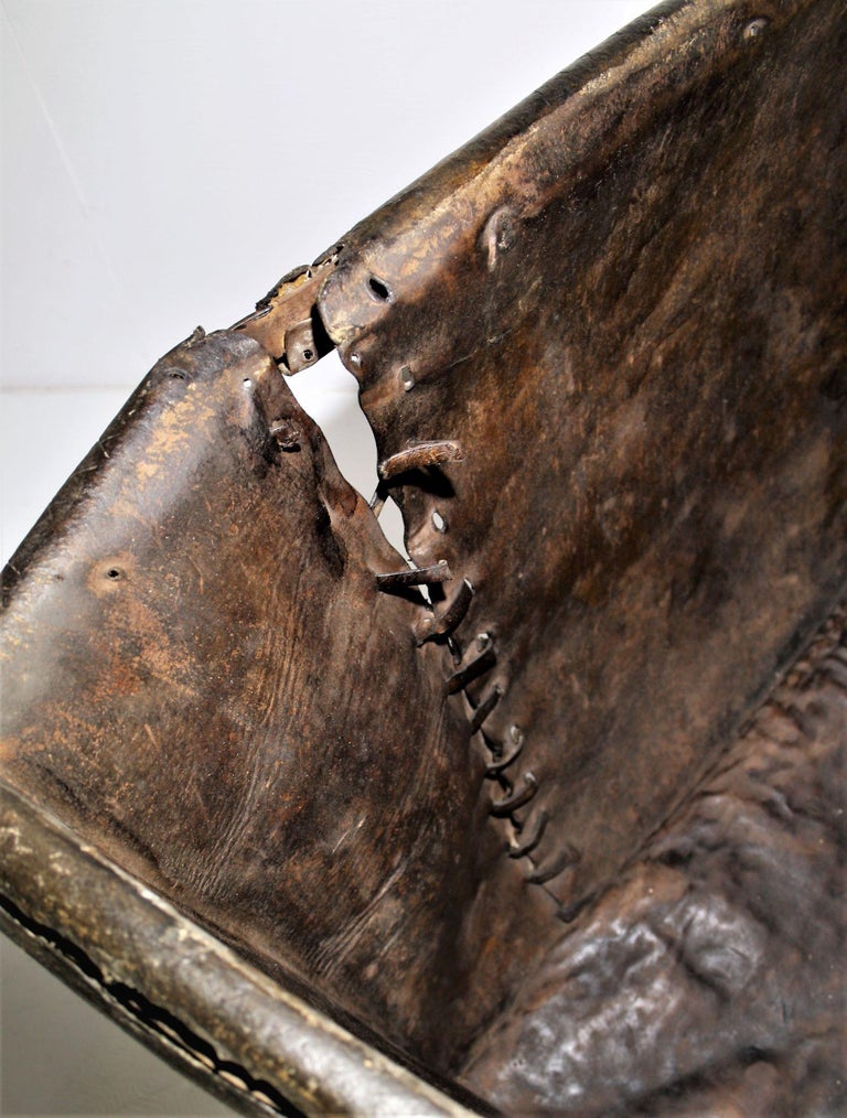 Rare Early 19th Century Huge Leather Mill Basket Primitive Log Fire ...