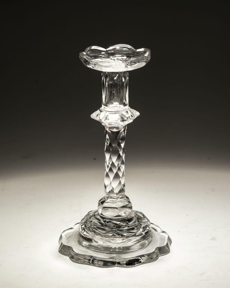 Rare Facet Cut Taper Candlestick For Sale at 1stDibs