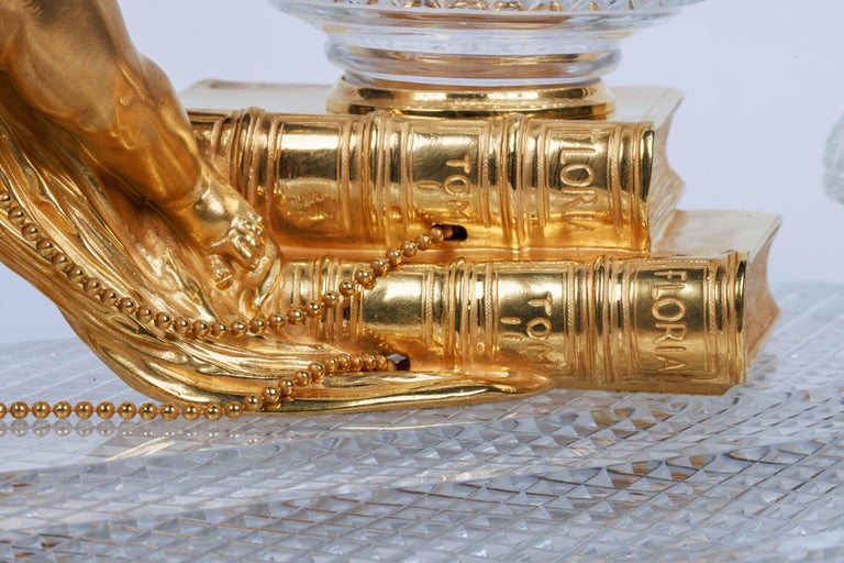 Rare French Ormolu and Diamond-Cut Crystal Figural Inkwell Encrier by ...