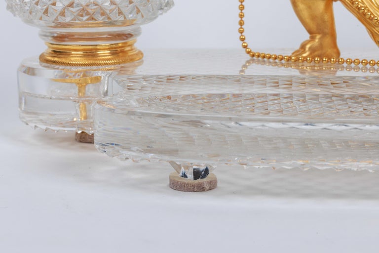 Rare French Ormolu and Diamond-Cut Crystal Figural Inkwell Encrier by ...